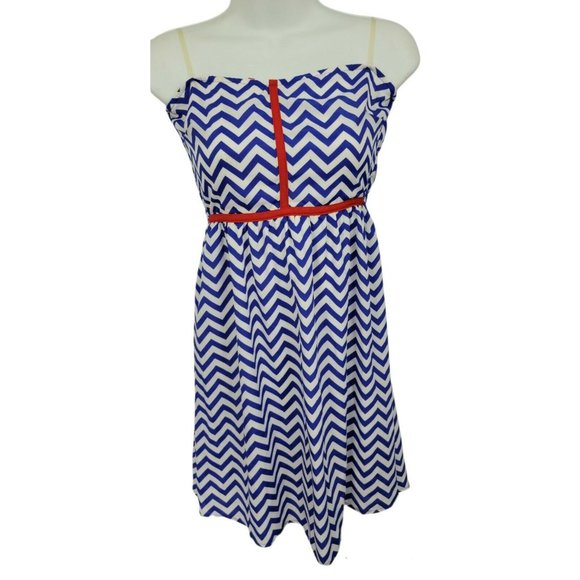 Everly | Dresses | Everly Blue And White Strapless Chevron Size S ...